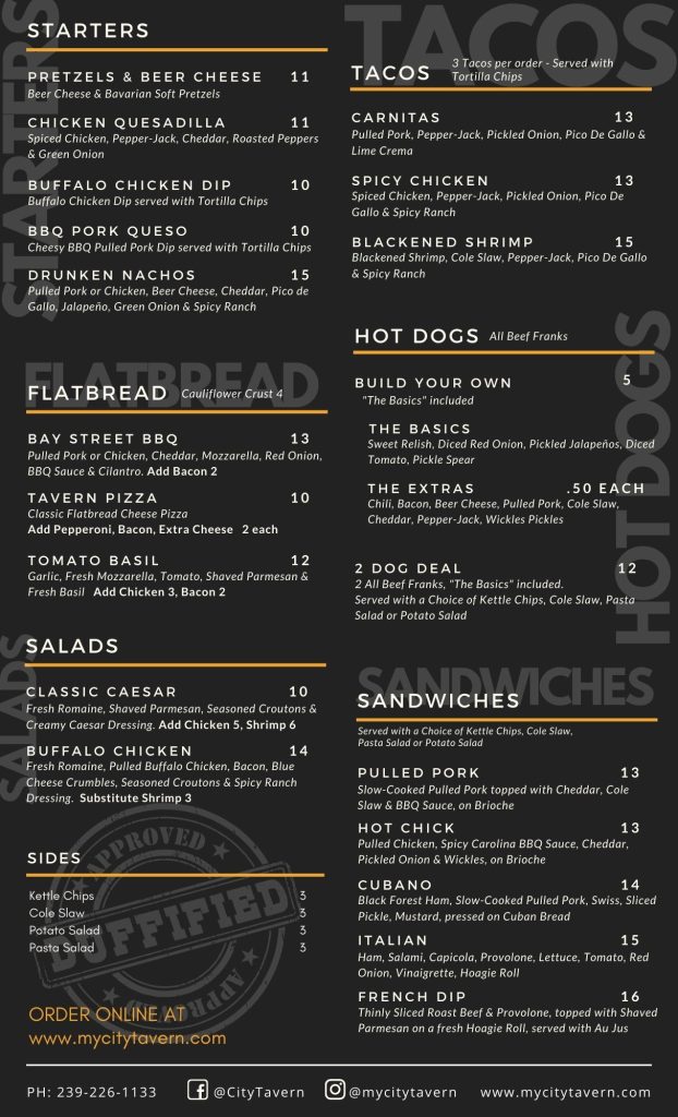 MENU | City Tavern – City Tavern
